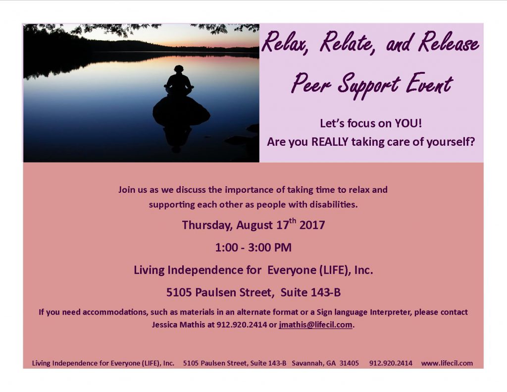 Relax Relate Release Peer Support Flyer – LIFE